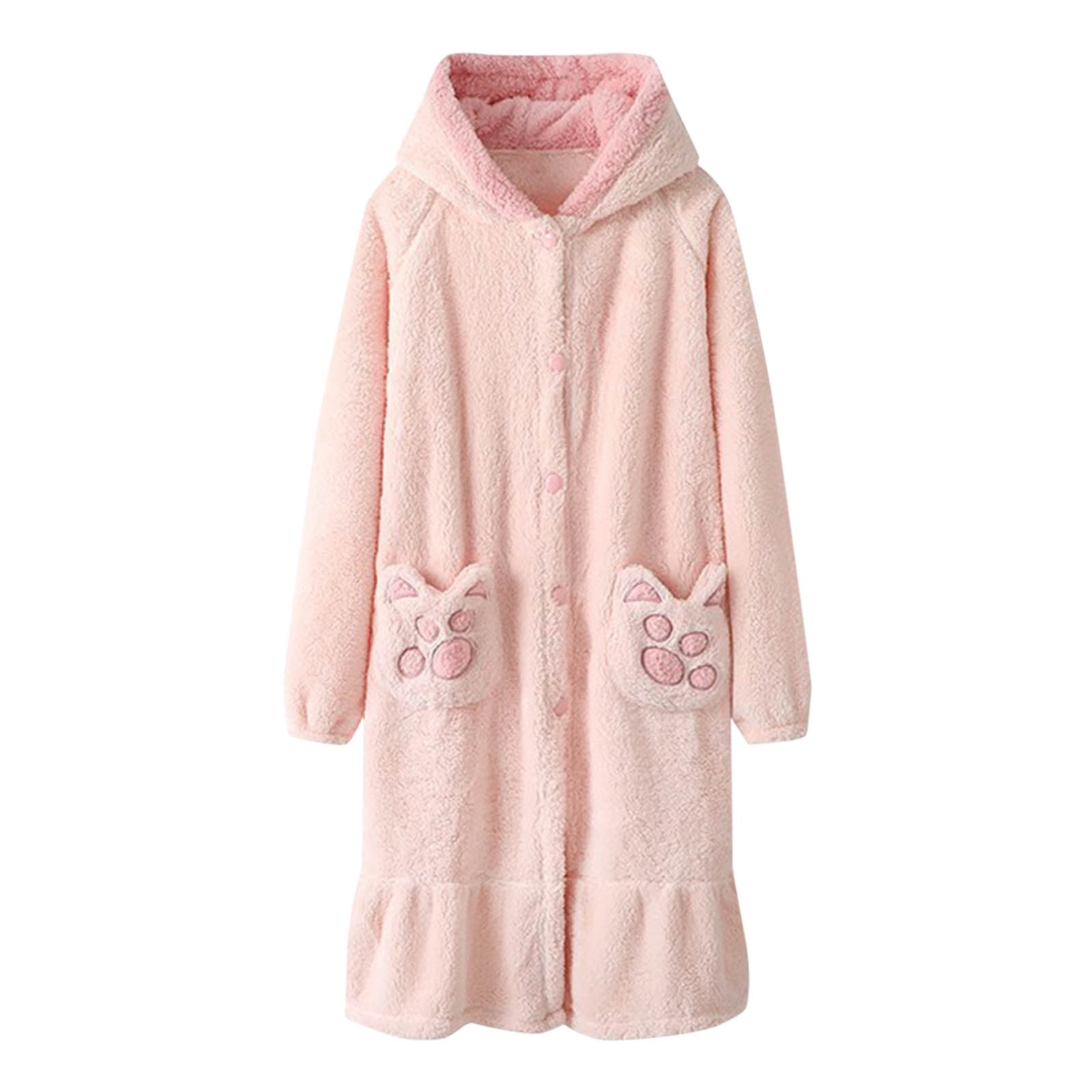 Sokhug Fuzzy Pajama for Women Plush Robe Sleepwear Loungewear with ...