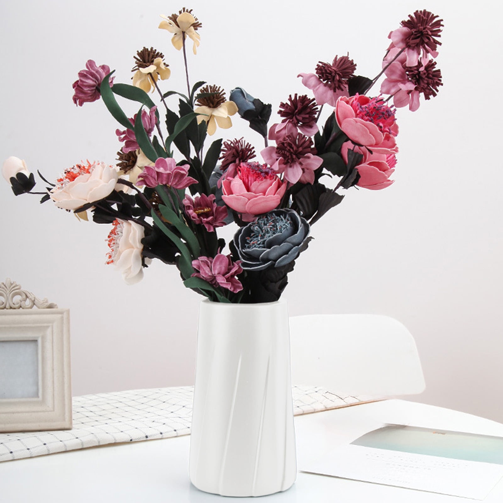 Sokhug Plastics Flower Vase, Unbreakable Imitation Glazed Vase for Home ...