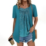 Sokhug Pleated Layered Tops for Women Summer 2026 Trendy Loose Plus ...