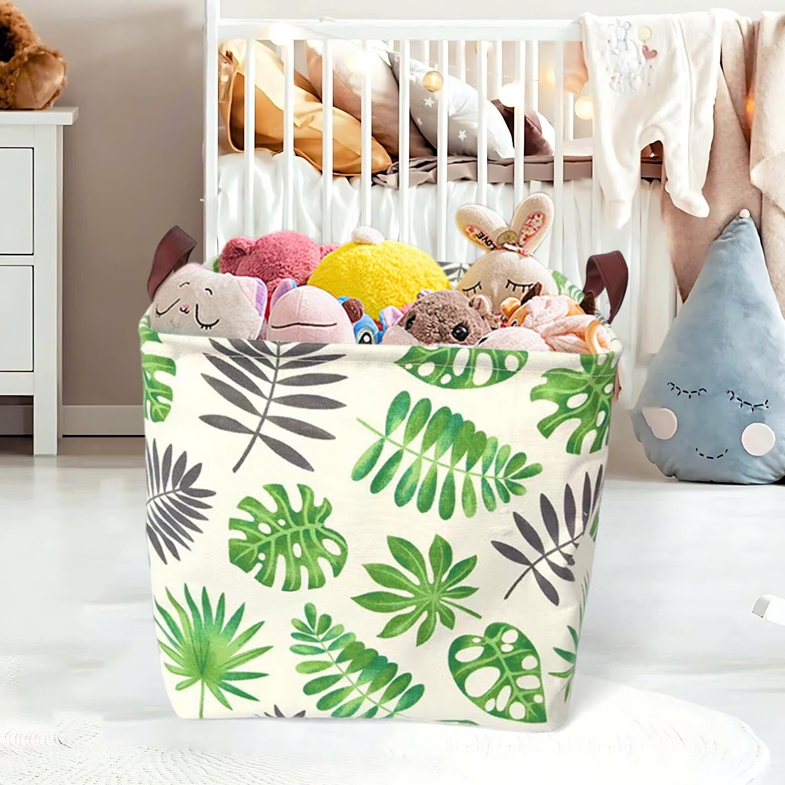 Sokhug Storage Bins, Nursery Hamper Canvas Laundry Basket Foldable with ...