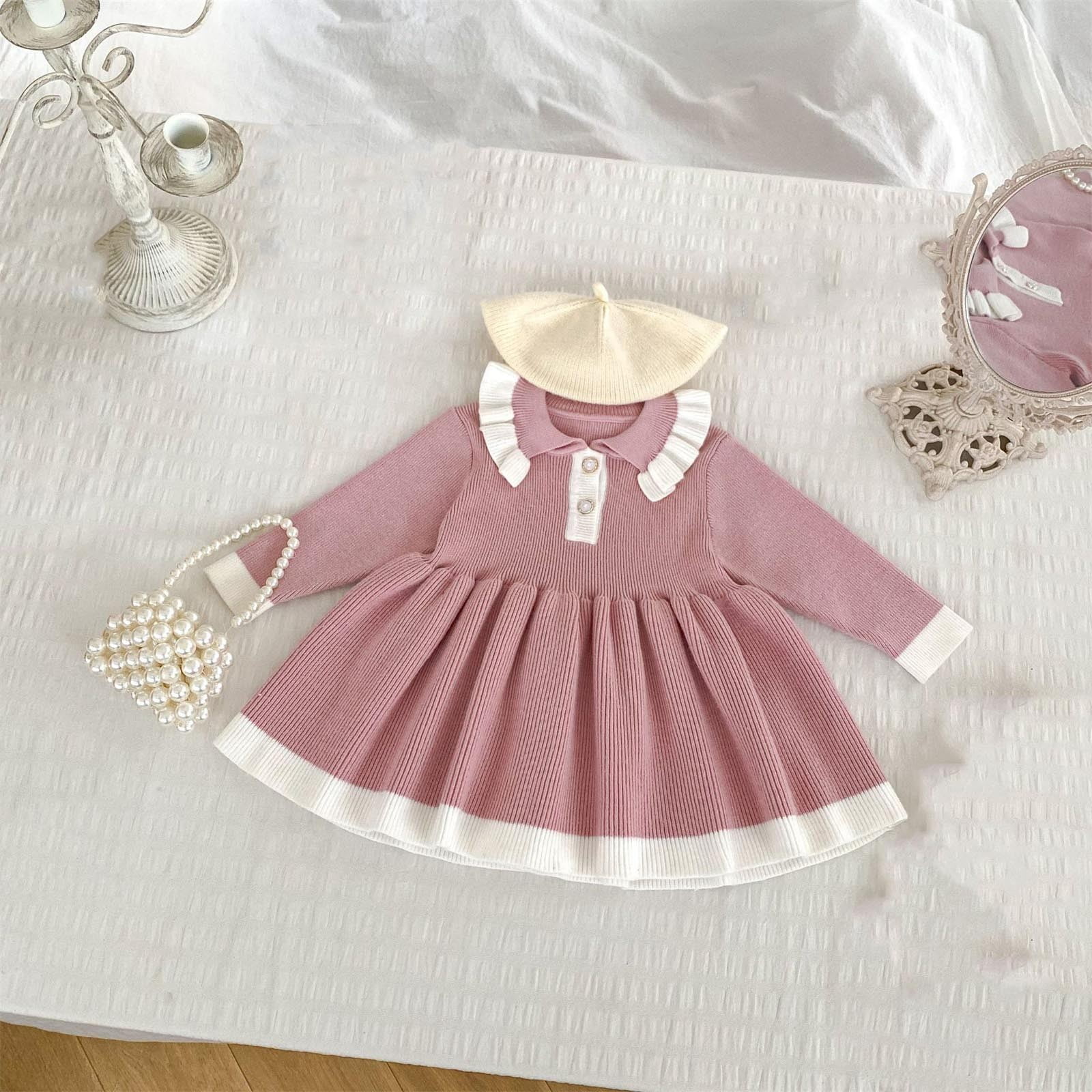 Sokhug Toddlers Girls Sweater Dress Pleated Knit Cute Princess Party ...