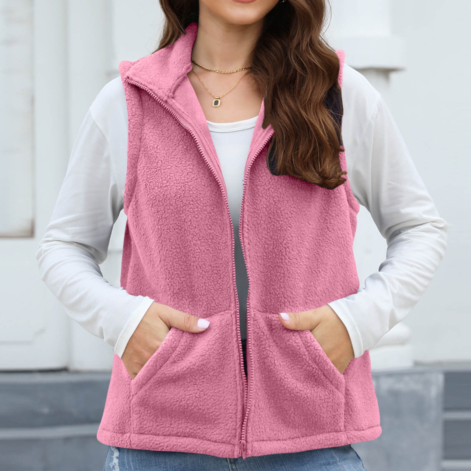 Sokhug Vest for Women Polar Fleece Sleeveless Fall Winter Ladies ...