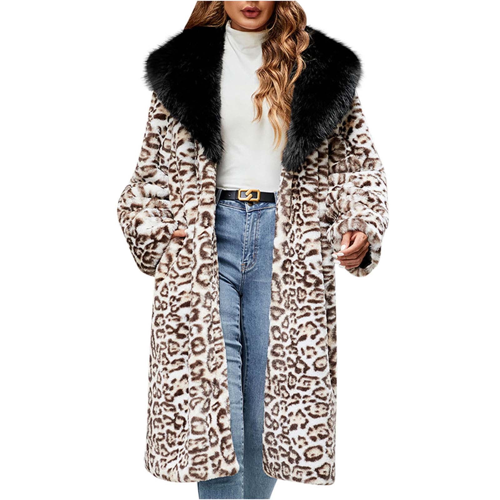 Sokhug Women Fluffy Faux Fur Coat Jacket Puffer Jacket Open Front ...