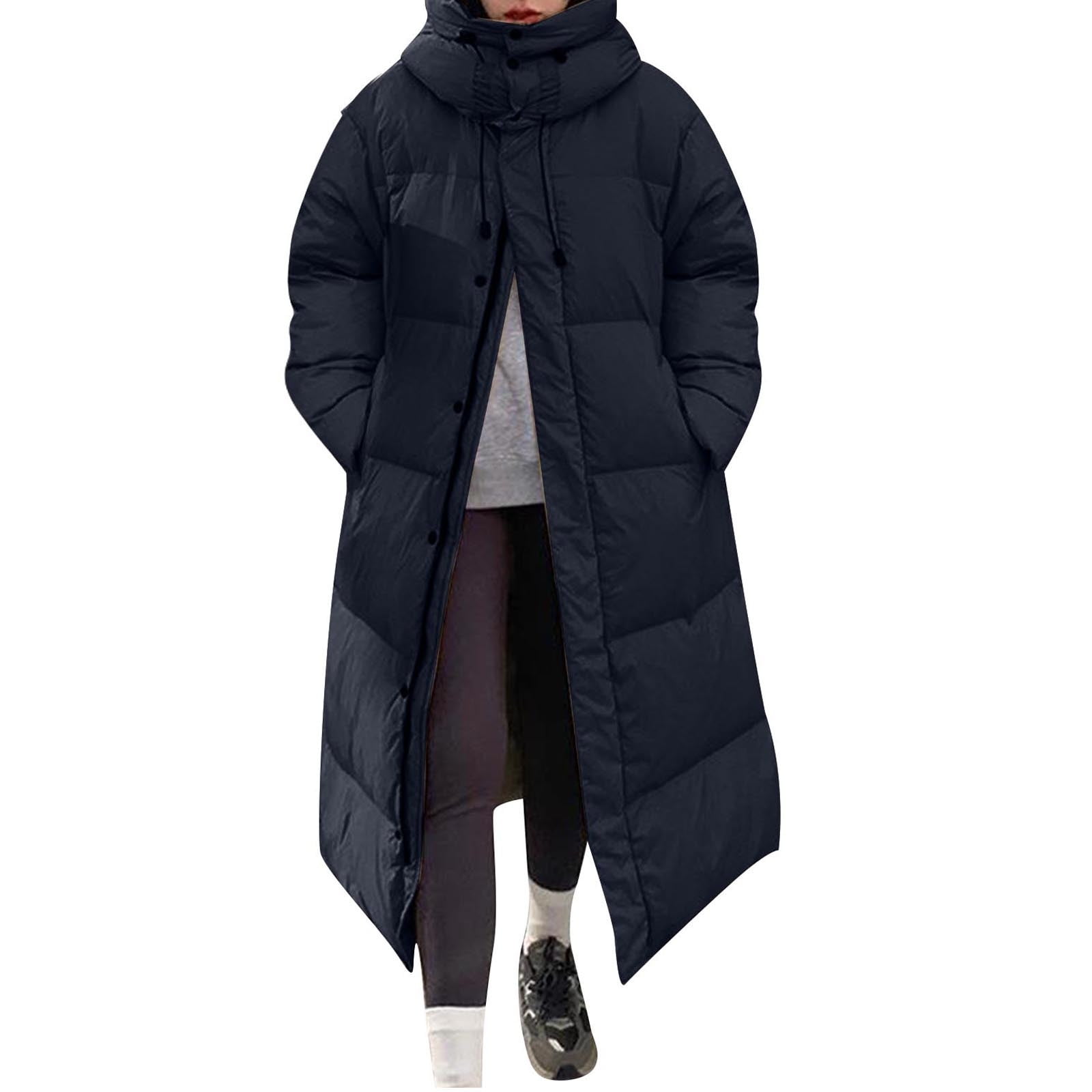 Sokhug Women Long Quilted Coat Hooded Maxi Length Long Sleeve Puffer ...