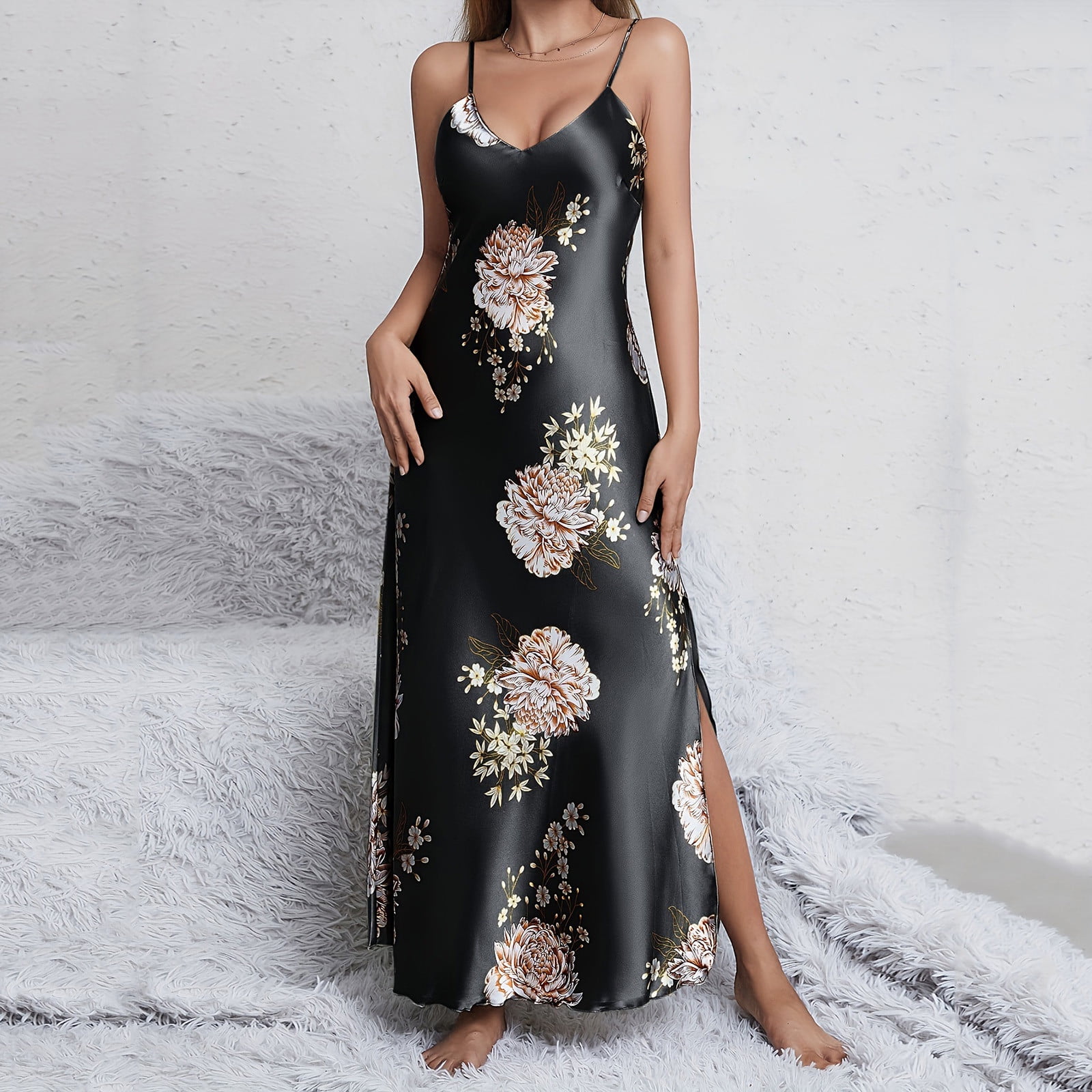 Sokhug Women Satin Nightgown Babydoll Dress Sleepwear Mini Slip Chemise ...