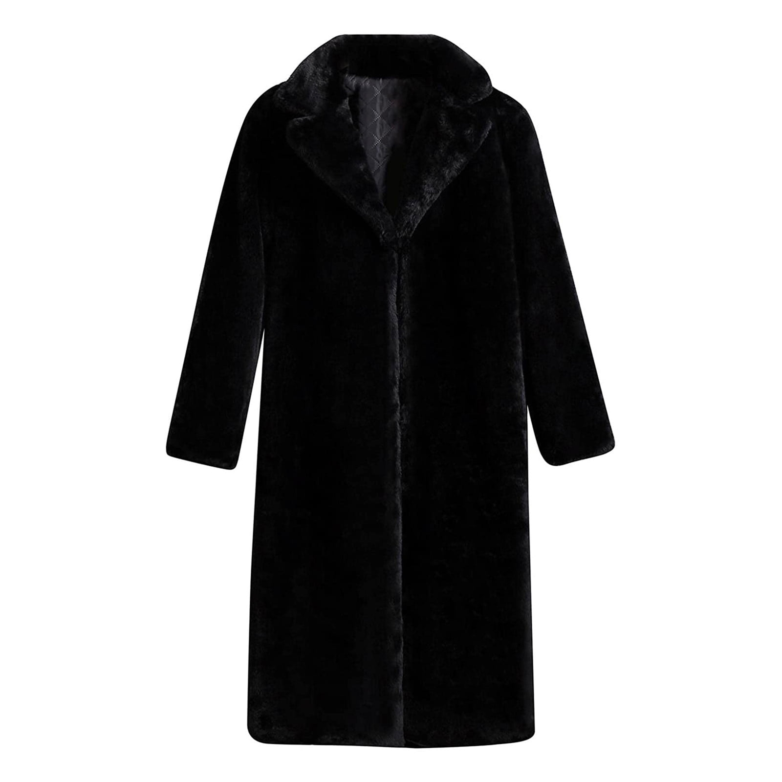 Sokhug Women's Faux Fur Coat Lapel Winter Warm Overcoat Open Front ...