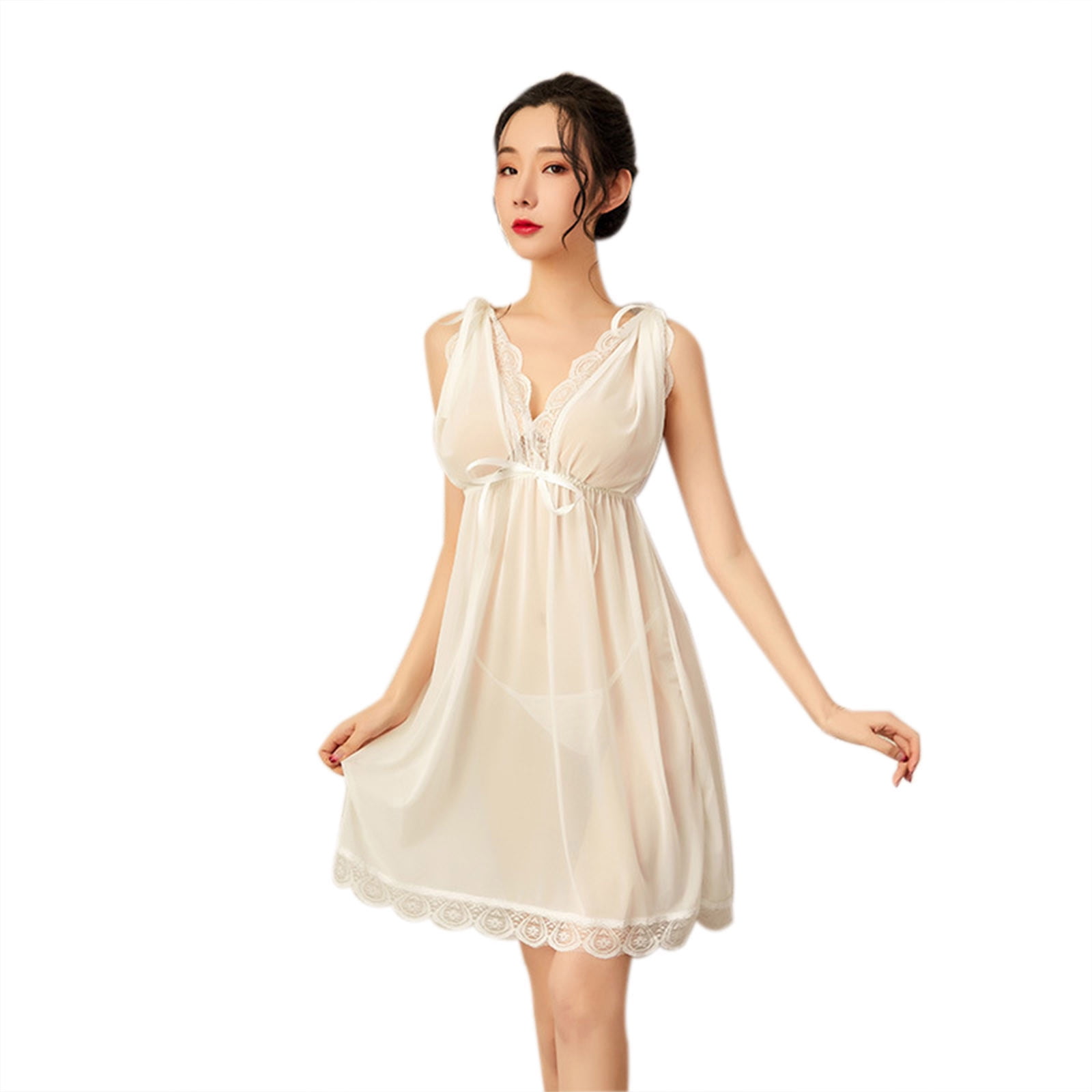 Sokhug Women's New Lace Pajamas Transparent Small Chest Temptation ...