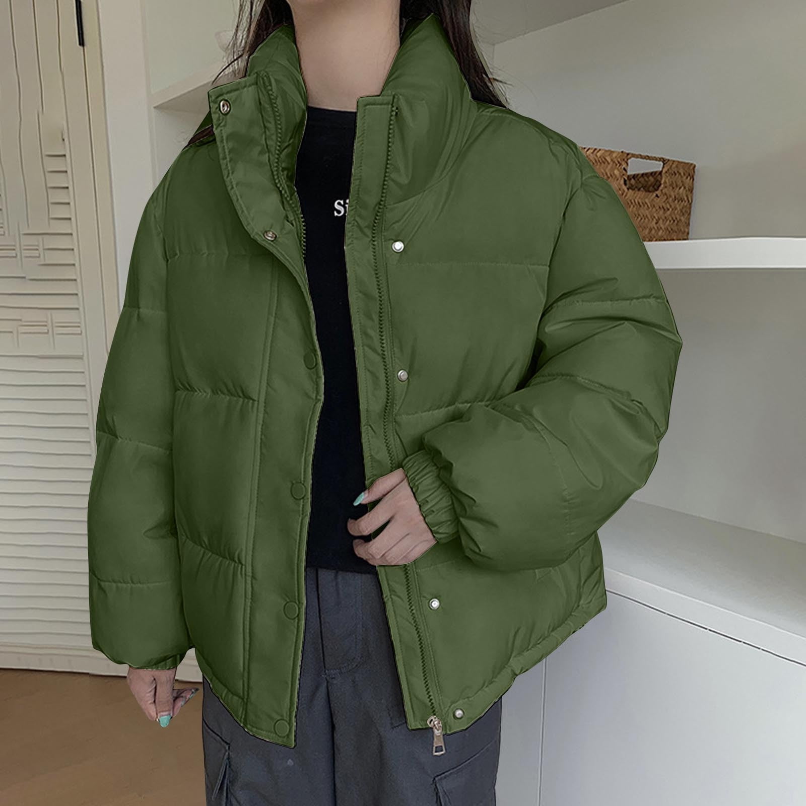 Sokhug Women's Puffer Jackets Warm Winter Jacket Zipped Short Stand ...