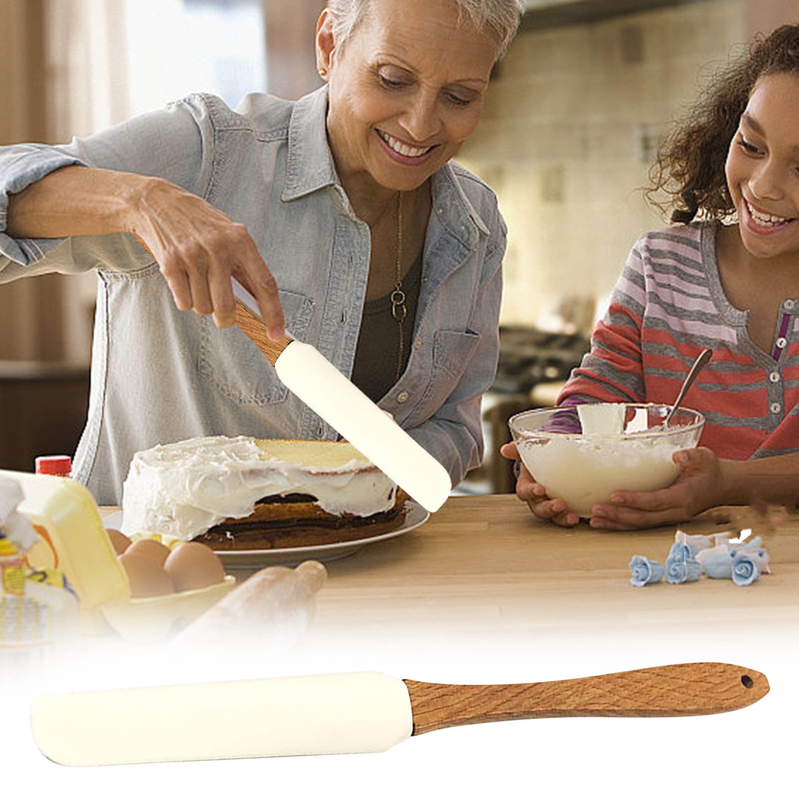 Sokhug Wooden Handle Scraper Cream Spatula Detachable Cake Spatula DIY ...