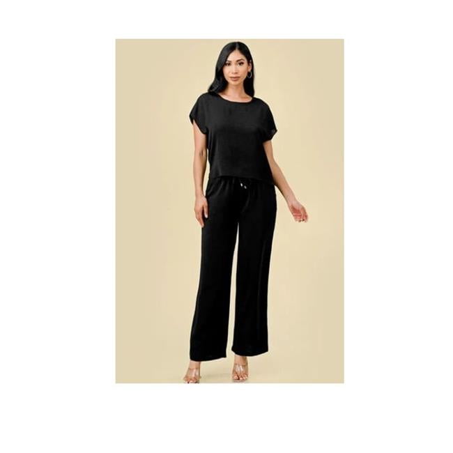 Sol Clothing vibeflow-s-m-100pol-blck 2 Piece Vibrance Flow Outfits Set ...