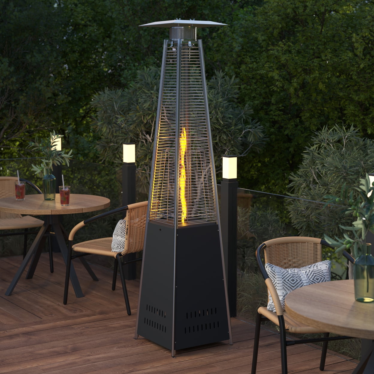 Sol Patio Outdoor Heating-Black Stainless Steel Pyramid 42,000 BTU ...