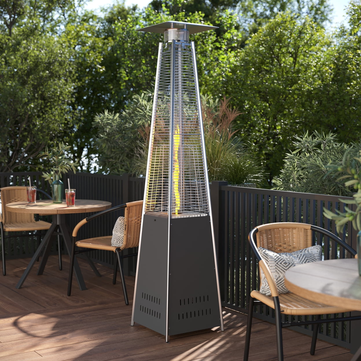 Sol Patio Outdoor Heating-Slate Gray Stainless Steel Pyramid 42,000 BTU ...