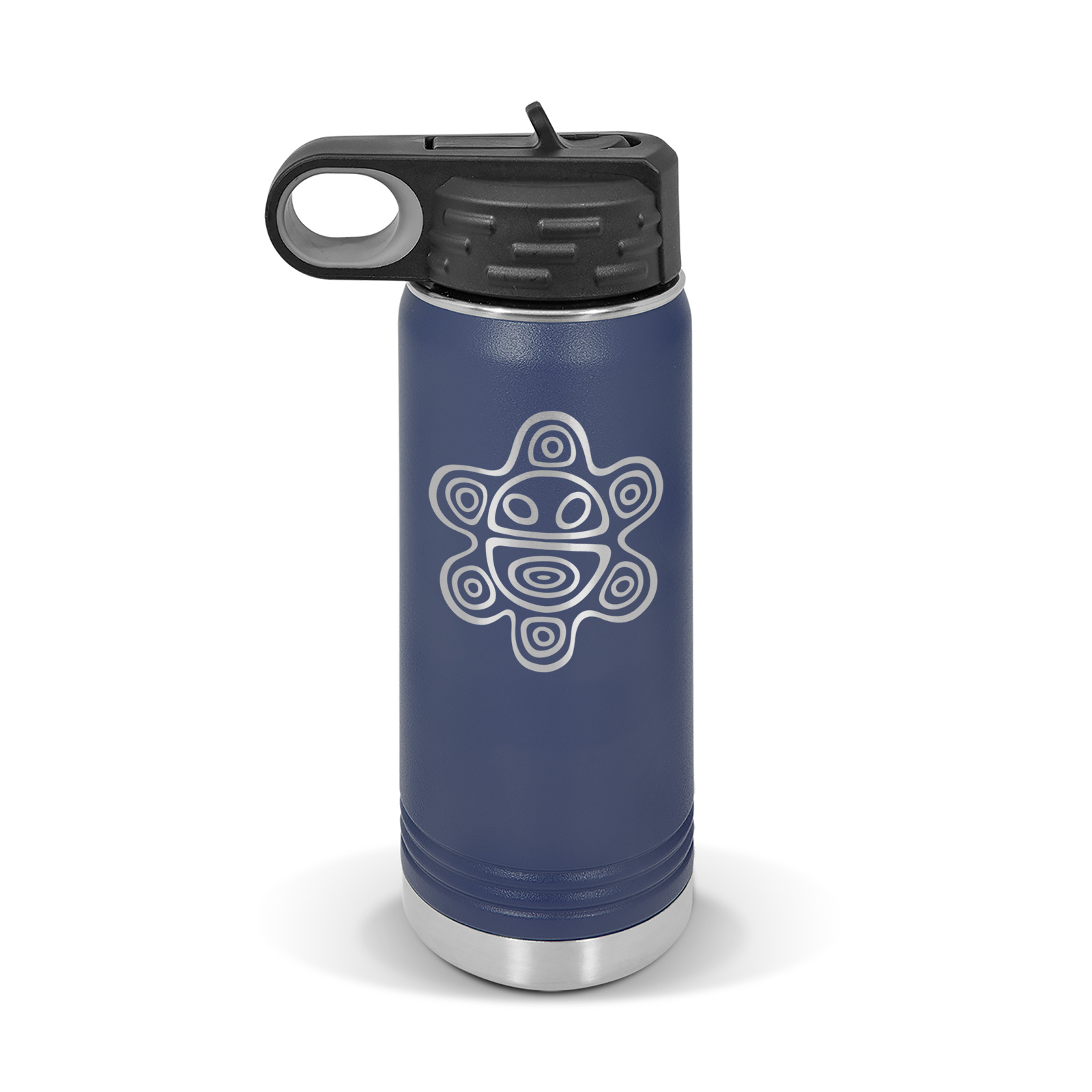 Sol Taino Water Bottle 20 oz - Laser Engraved w/ Flip Top Removable ...