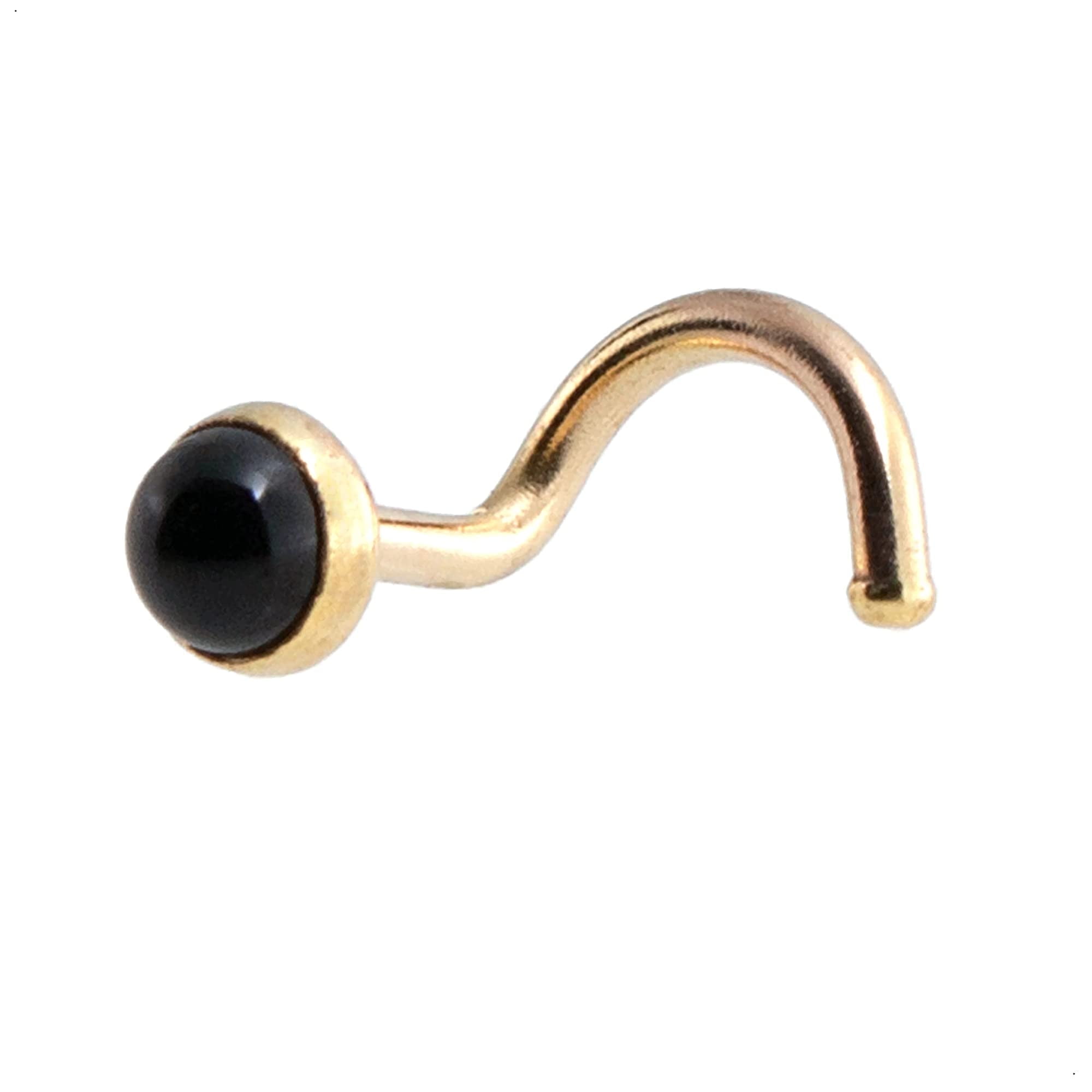 Sol and Venus LLC Screw Shaped Black Onyx 18 Gauge Nose Corkscrew Rings ...