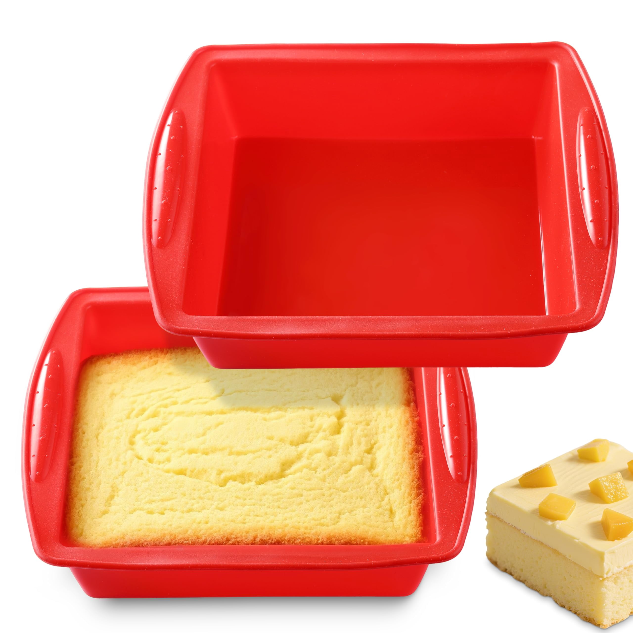 SolTerra Silicone Square Brownie Pan 2 Pack, 8x8 Baking Pan for ...