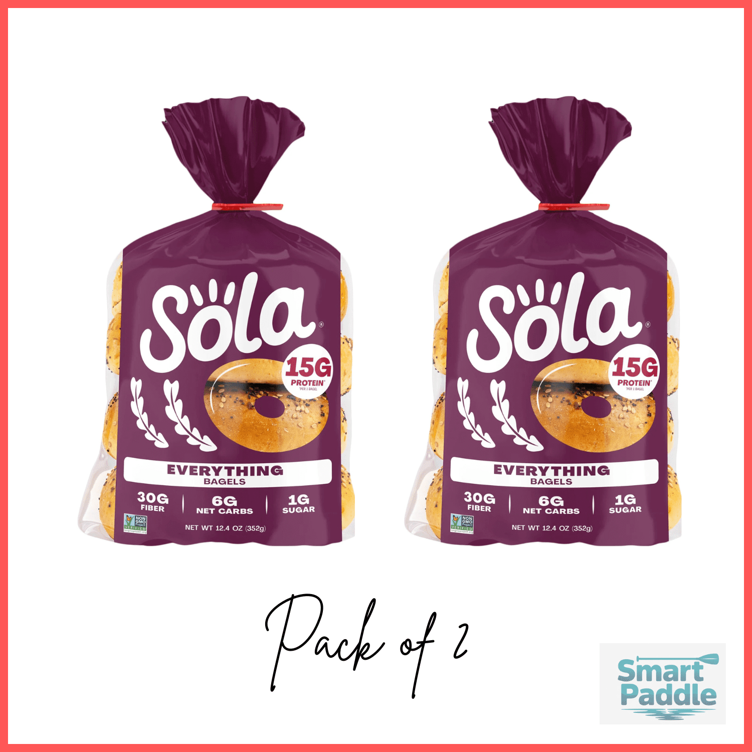 Sola Bread Wheat Everything Bagels, Non-GMO, 12.4 oz, 4 Count Pack of 2 - Walmart.com