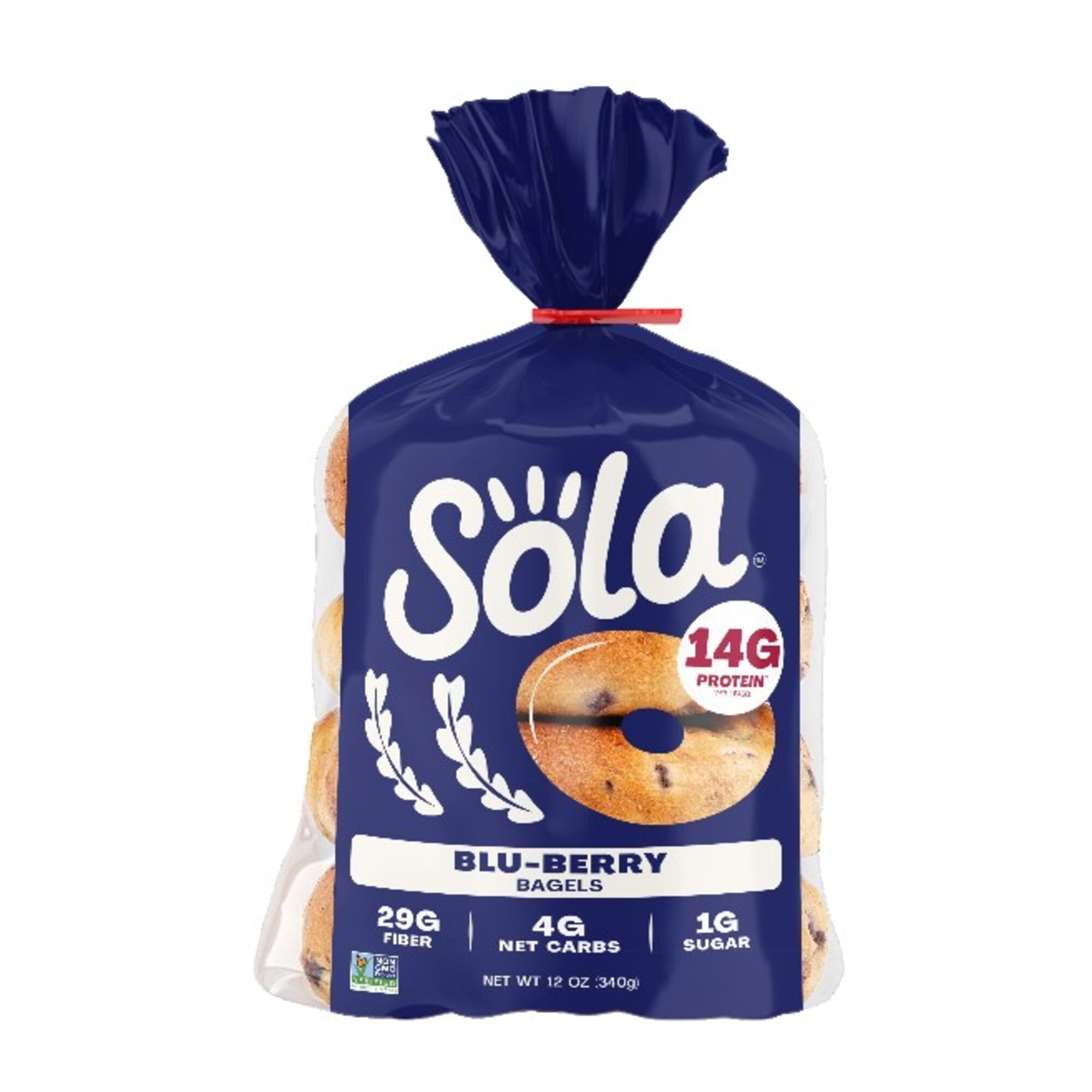 Sola Non-GMO Blu-Berry Bagels, Low-Carb, Keto-Friendly, 12 oz, 4 Count ...