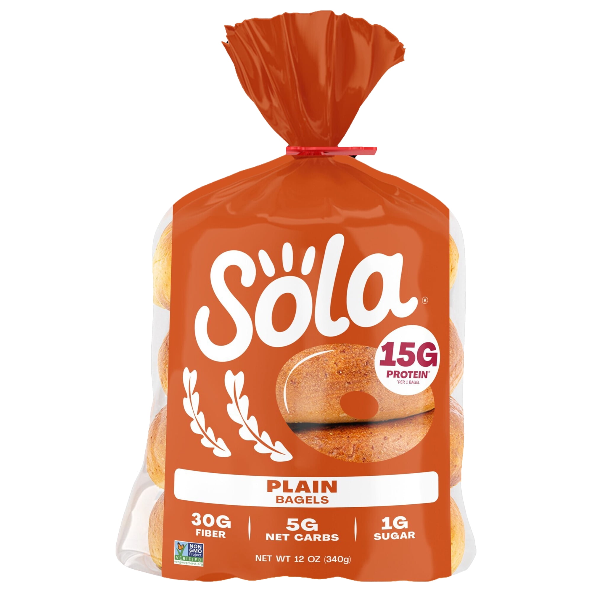 Sola Bread Plain Bagels, Non-GMO, 12 oz, 4 Count - Walmart.com