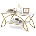 SolaceHue 2-Tier Rectangular Coffee Table, Faux Marble Table with Open ...