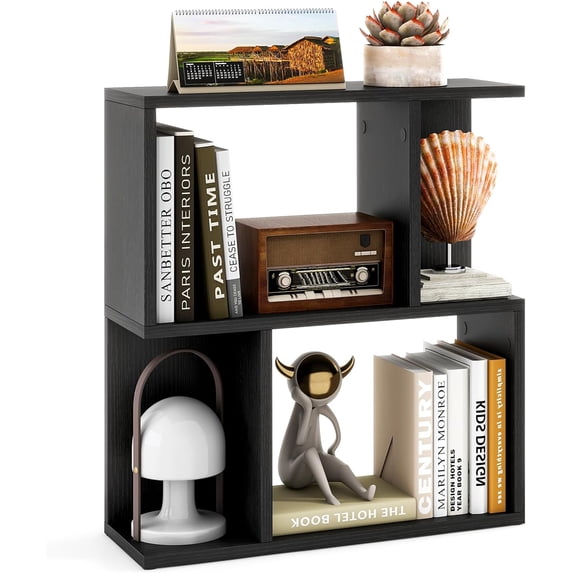 SolaceHue 3-Tier S-Shaped Bookshelf, Modern Geometric Bookcase ...
