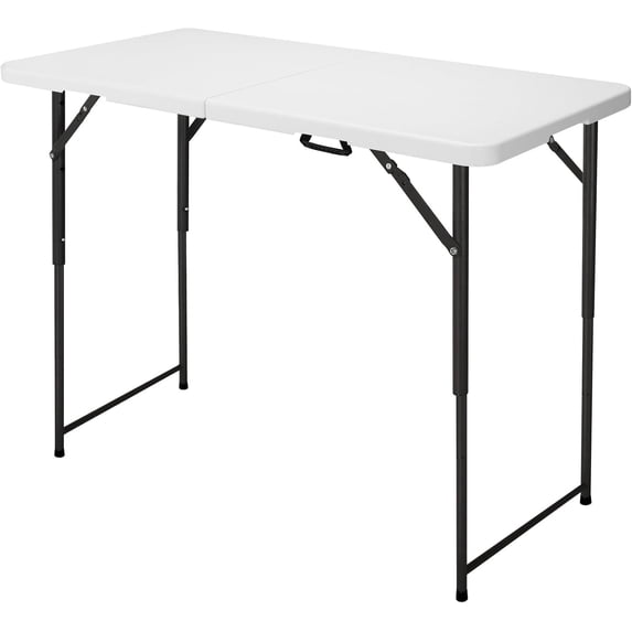 SolaceHue 4ft Folding Table, Portable Fold-in-Half Adjustable Height ...