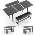 SolaceHue Dining Room Table Set for 4-6, 63” Extendable 3-Piece Dining ...