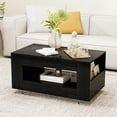 SolaceHue Wood Grain Coffee Table with Open Shelf Storage - High Gloss ...