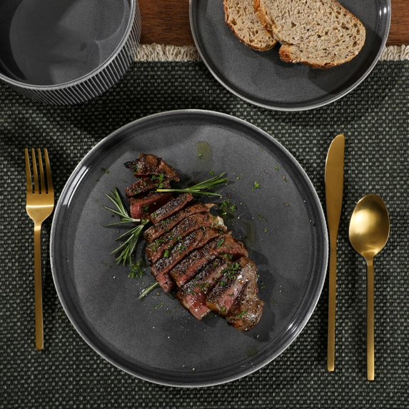 Solana Coast 12 Piece Stoneware Reactive Glaze (Service for 4) Ceramic ...