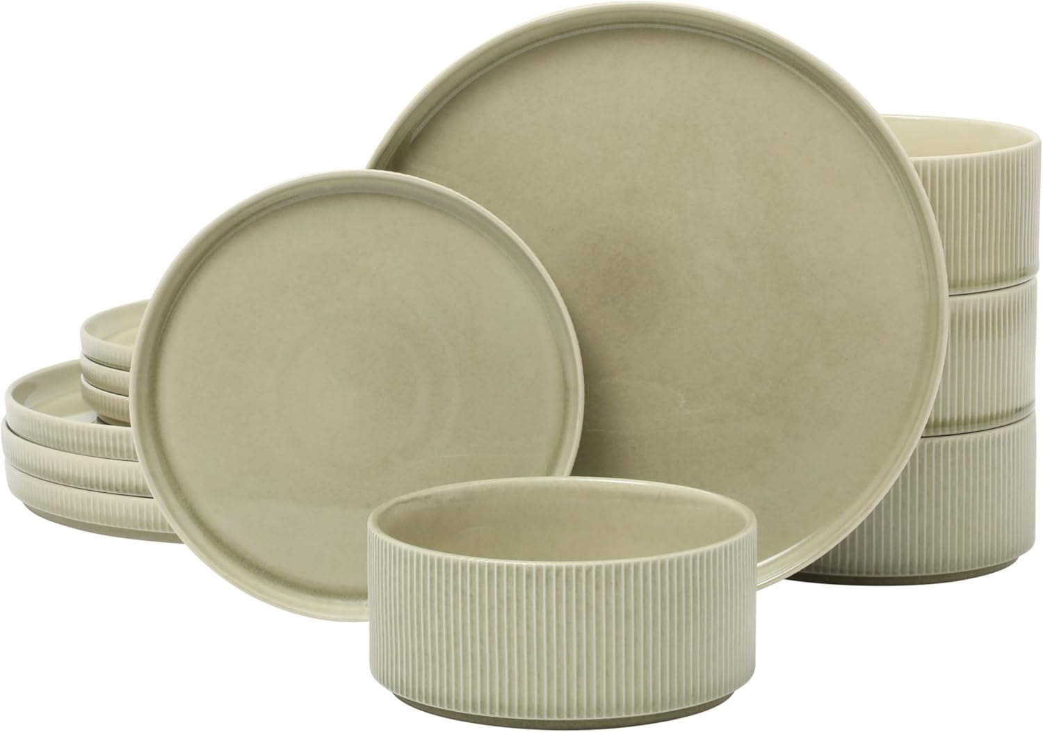 Solana Coast 12 Piece Stoneware Reactive Glaze (Service for 4) Ceramic ...