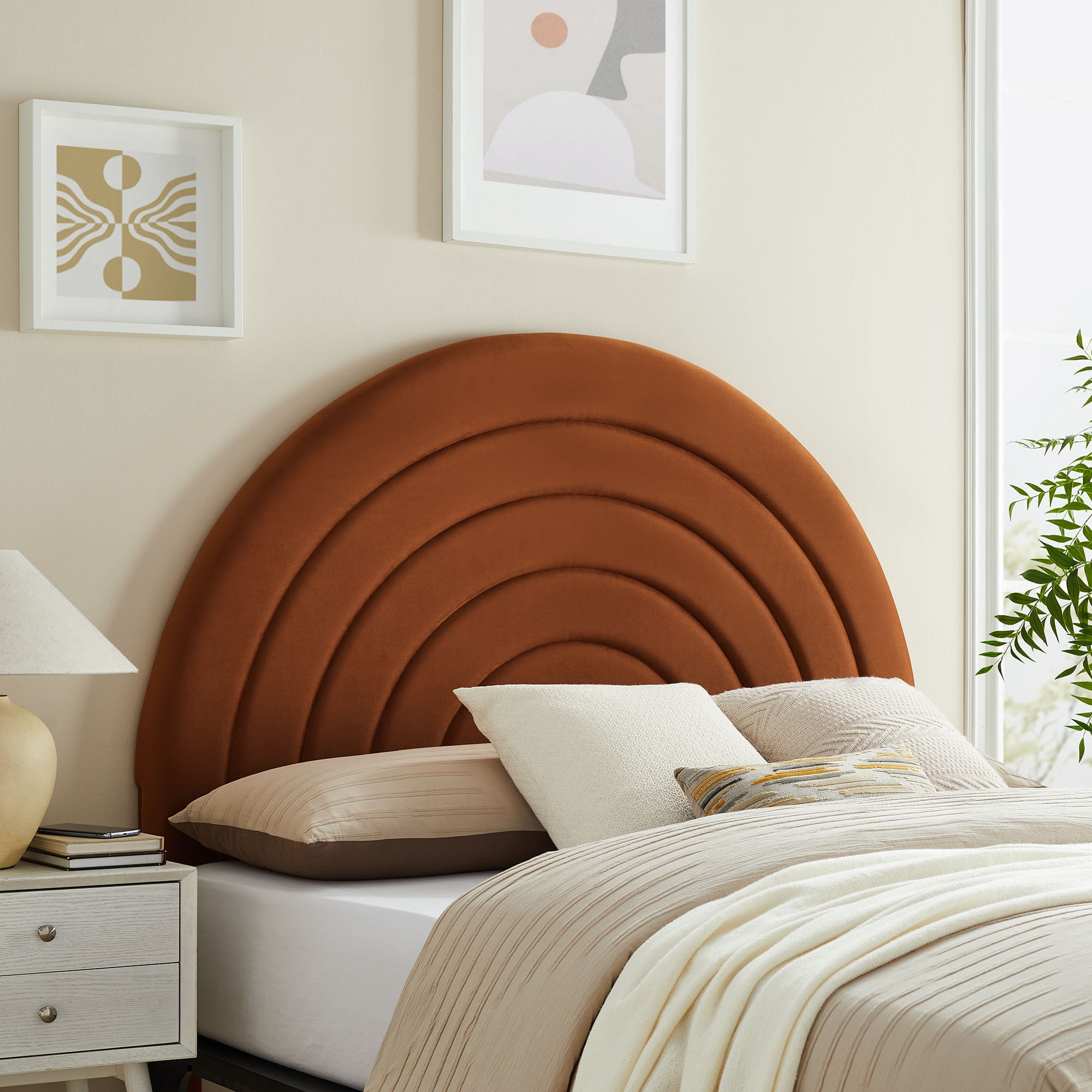 Modway Solana Arched Performance Velvet Full Headboard in Rust ...