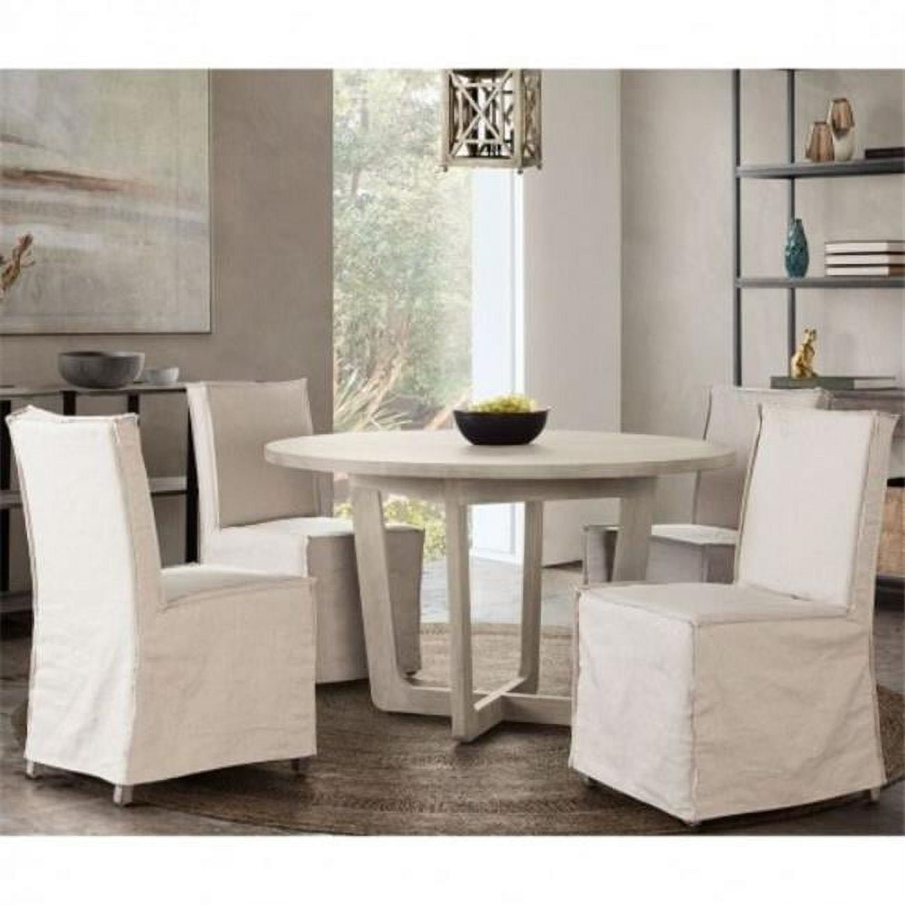 Solano 51" Round Solid Mango Wood Dining Table in Light Natural Grey ...
