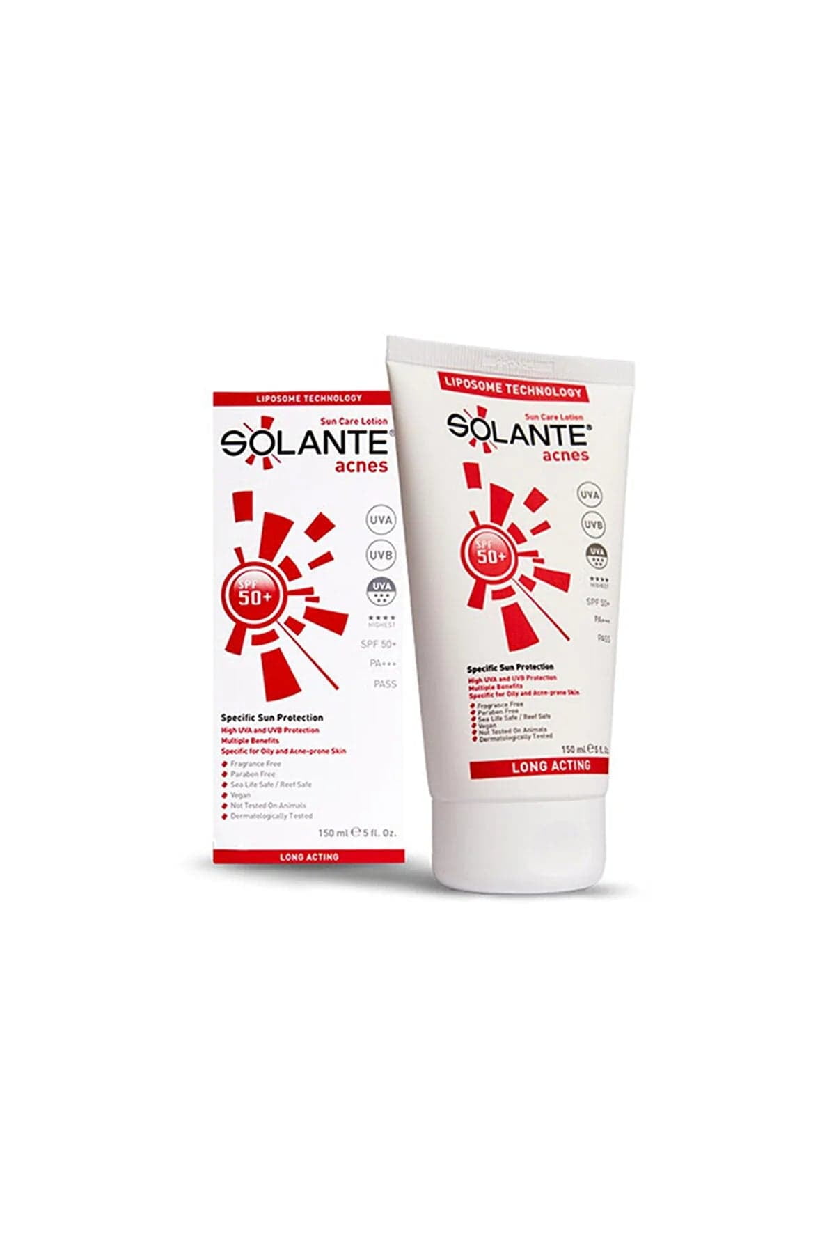 Solante Acnes Sun Care Lotion SPF 50, 150 ml, Sunscreen for Breakout ...