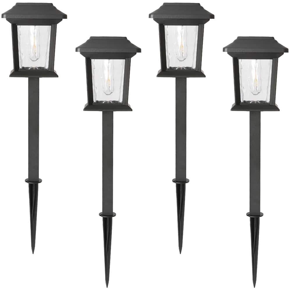 Solar 15 Lumens Black Outdoor Integrated LED Path Light (4-Pack ...