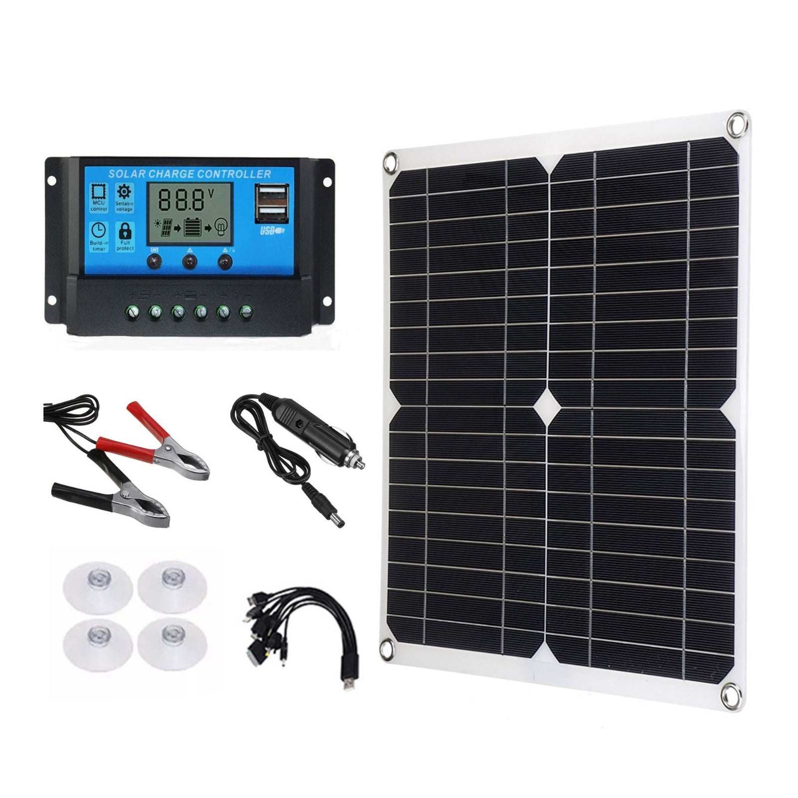 Solar 18V 25W Monocrystalline Solar Panel Kit Dual USB Cellphone ...