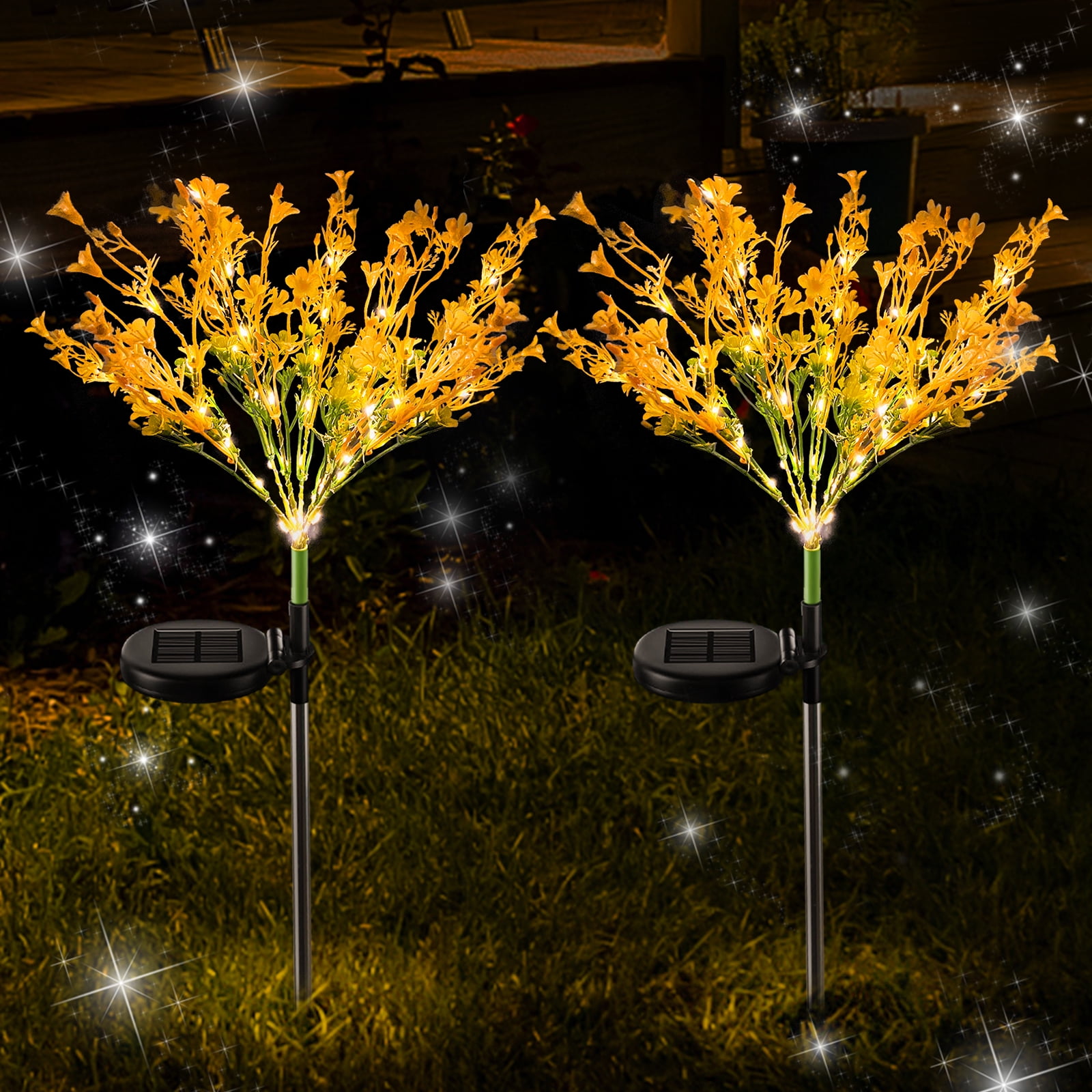 Solar 2 Pack Flower Lights Garden Aritificial Rape Blossoms Lights ...