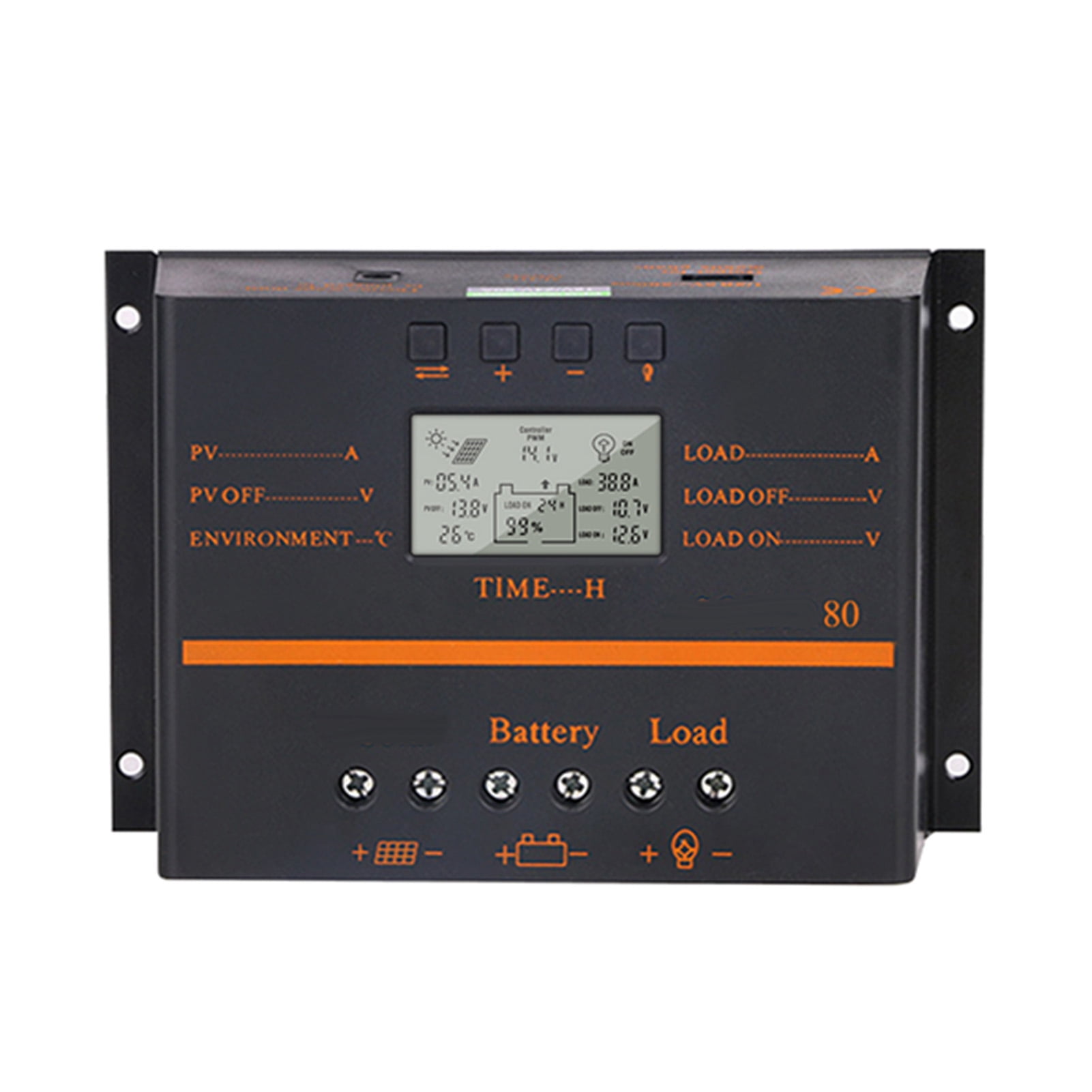 Solar 80A PWM Solar Charge Controller 12V/ 24V Self-Adapting LCD Solar Panel Battery Charge ...
