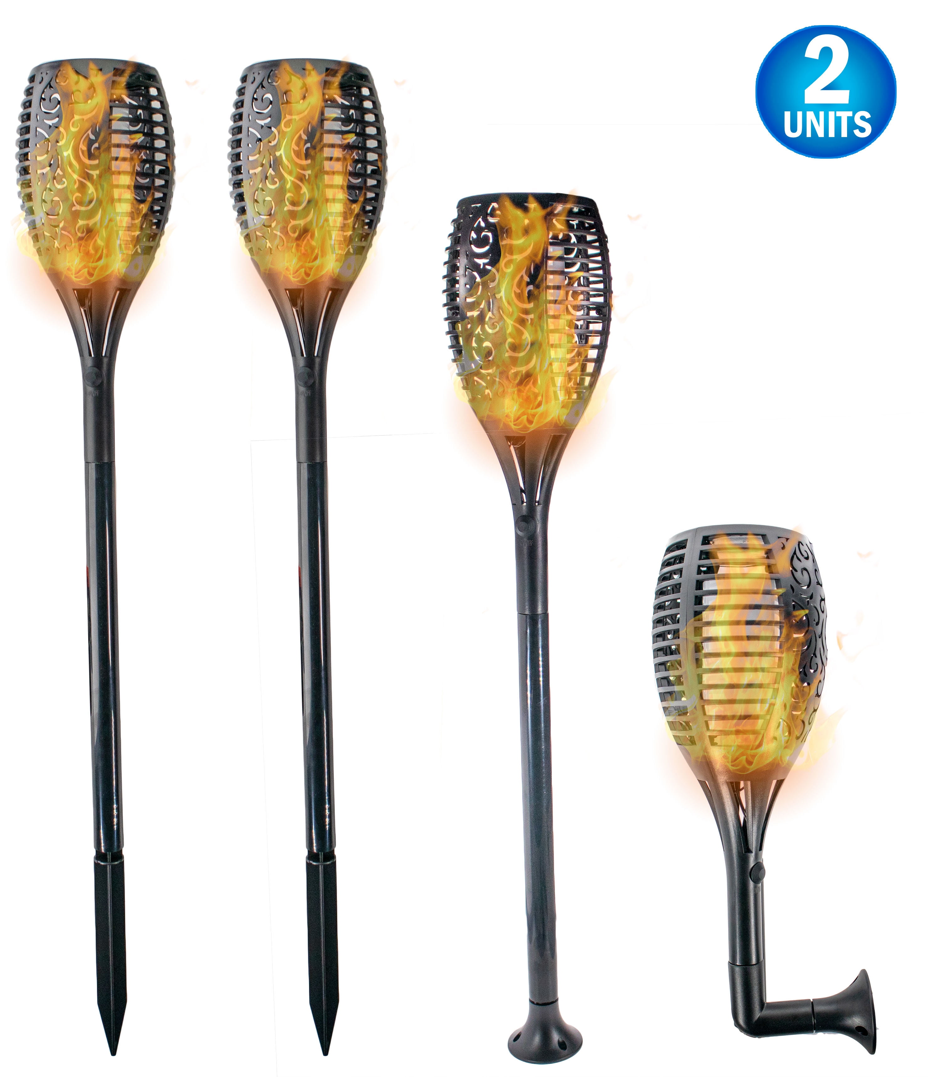 Solar 96 LED Tiki Torch Lights, Waterproof, Flameless, Yard Decor, for ...