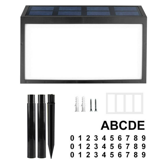 Solar Address Sign Solar House Number Sign for Outside Stake Cool White ...