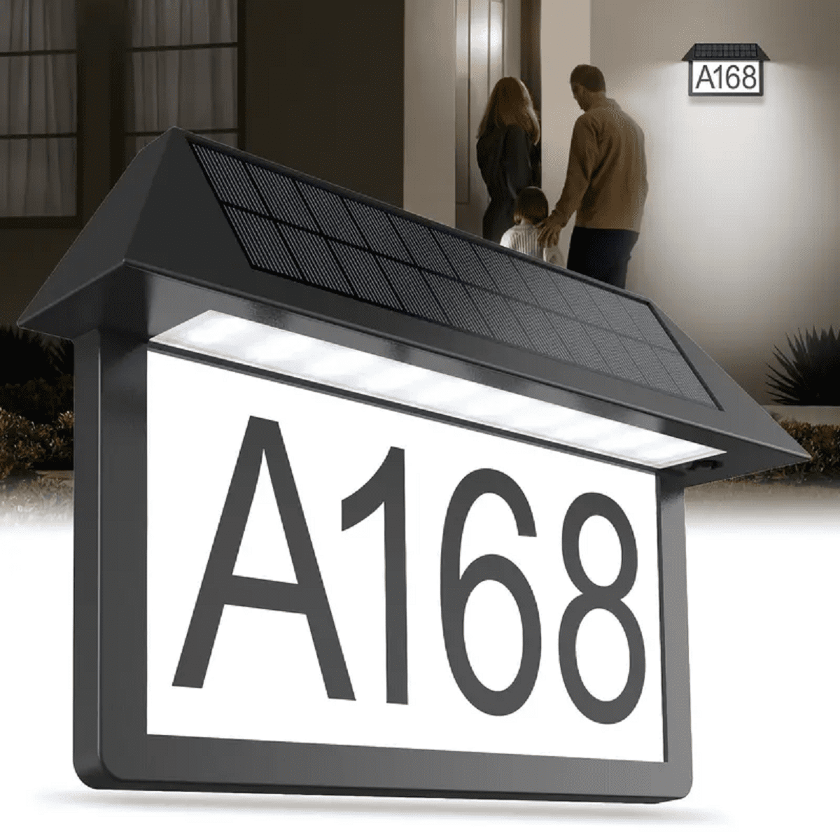 Solar Address Sign, Lighted Address Plaque Outdoor Waterproof ...