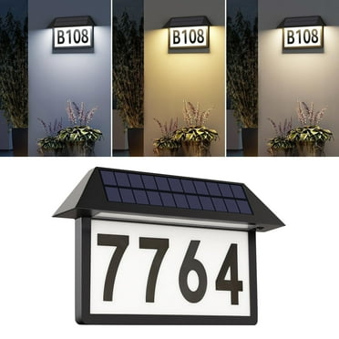 Solar Address Sign, Lighted House Numbers Waterproof, 3-Color Lighting ...