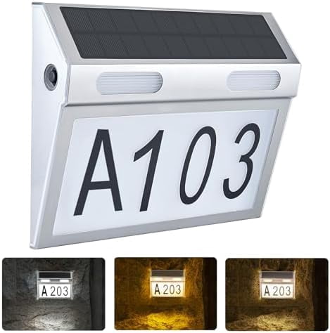 Solar Address Sign, Solar Lights Outdoor for House Numbers, Metal ...