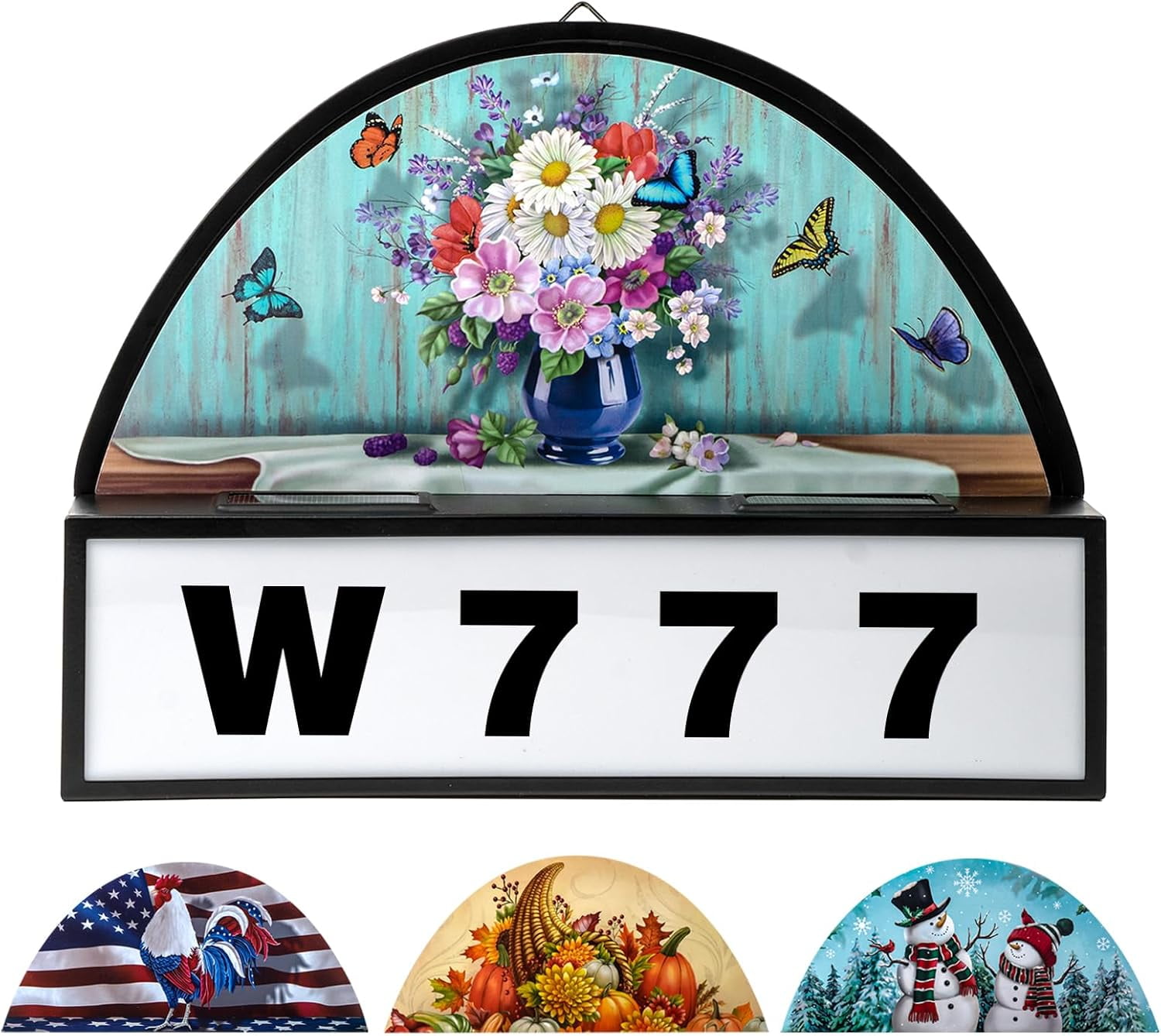 Solar Address Sign: Waterproof LED Illuminated House Numbers with Stake ...