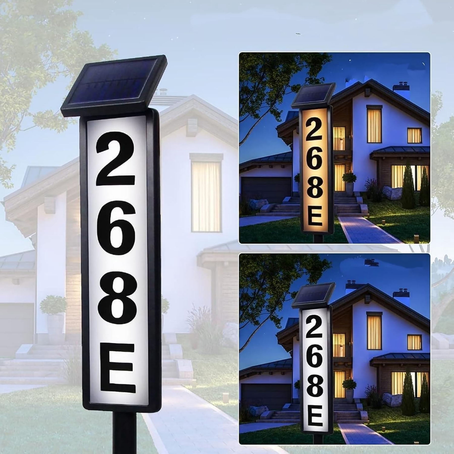 Solar Address Signs for Houses Yard, Waterproof Solar House Numbers for ...
