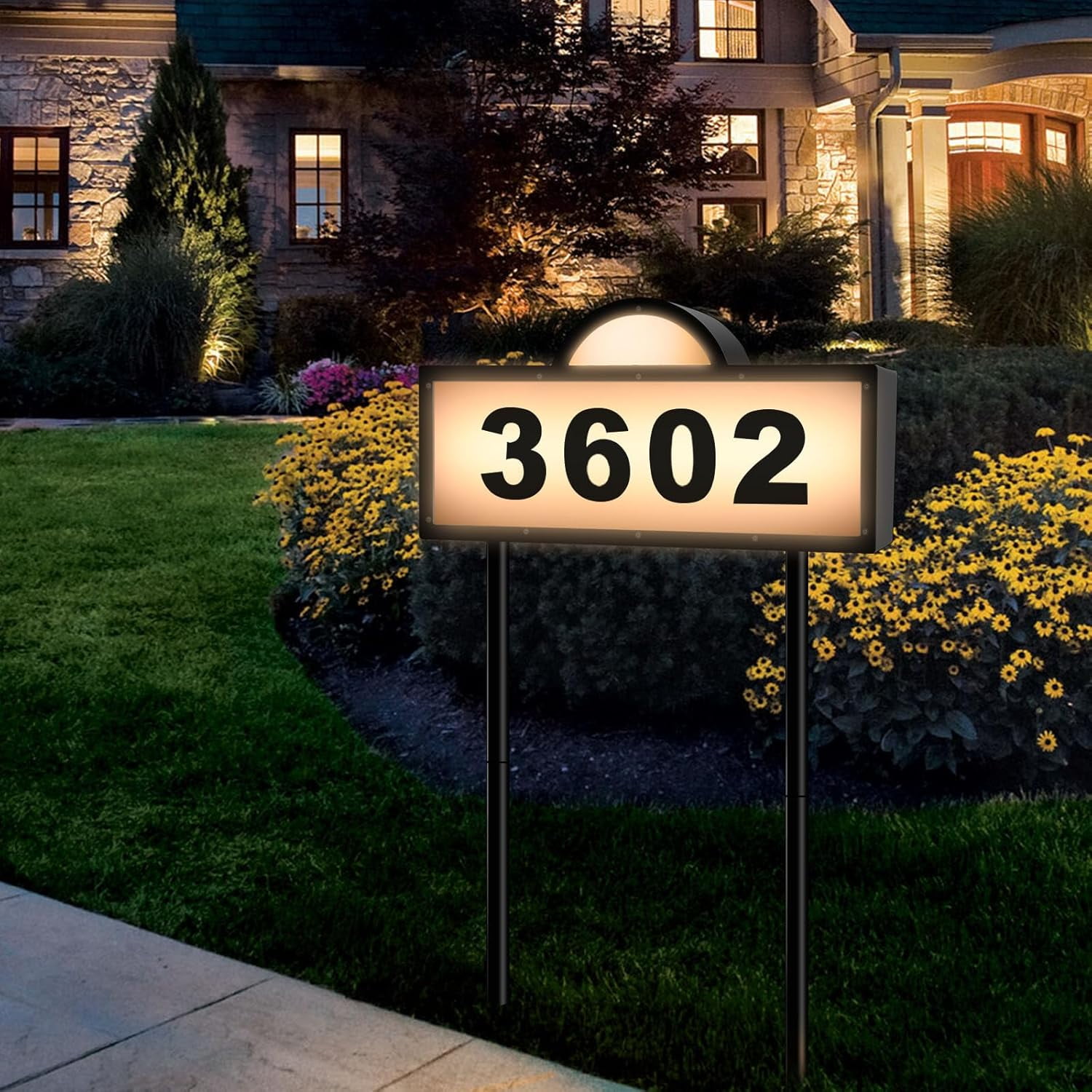 Solar Address Signs for Yard, Solar Powered Address Sign with Warm ...