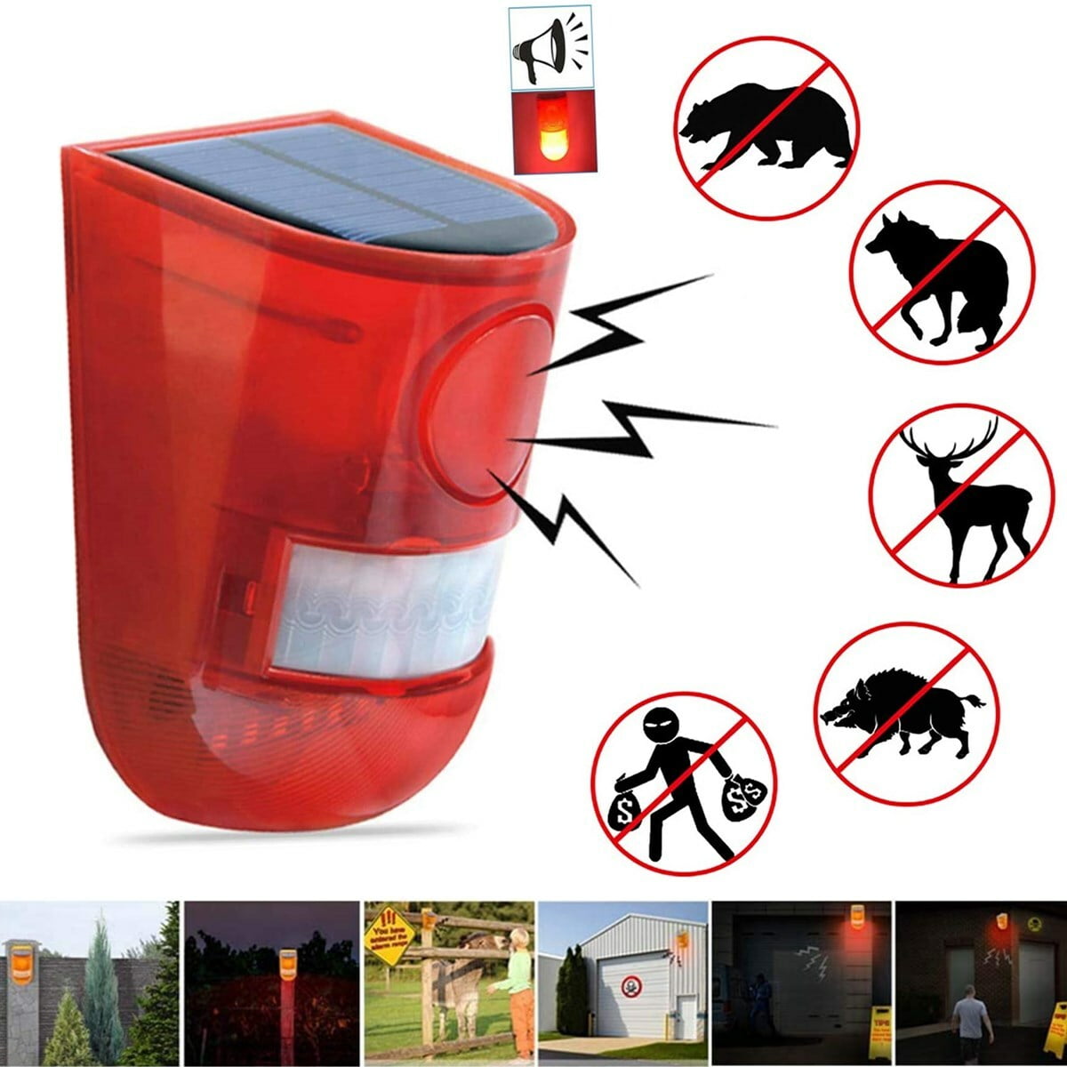 Solar Alarm LED Light Solar Strobe Light Wireless Motion Sensor ...