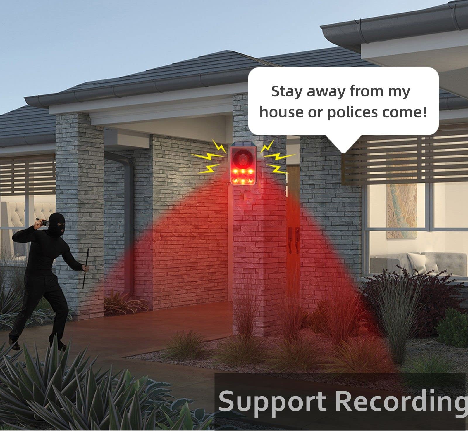 Solar Alarm Motion Detector With Sound - Dog Barking & Gunshot Sound ...