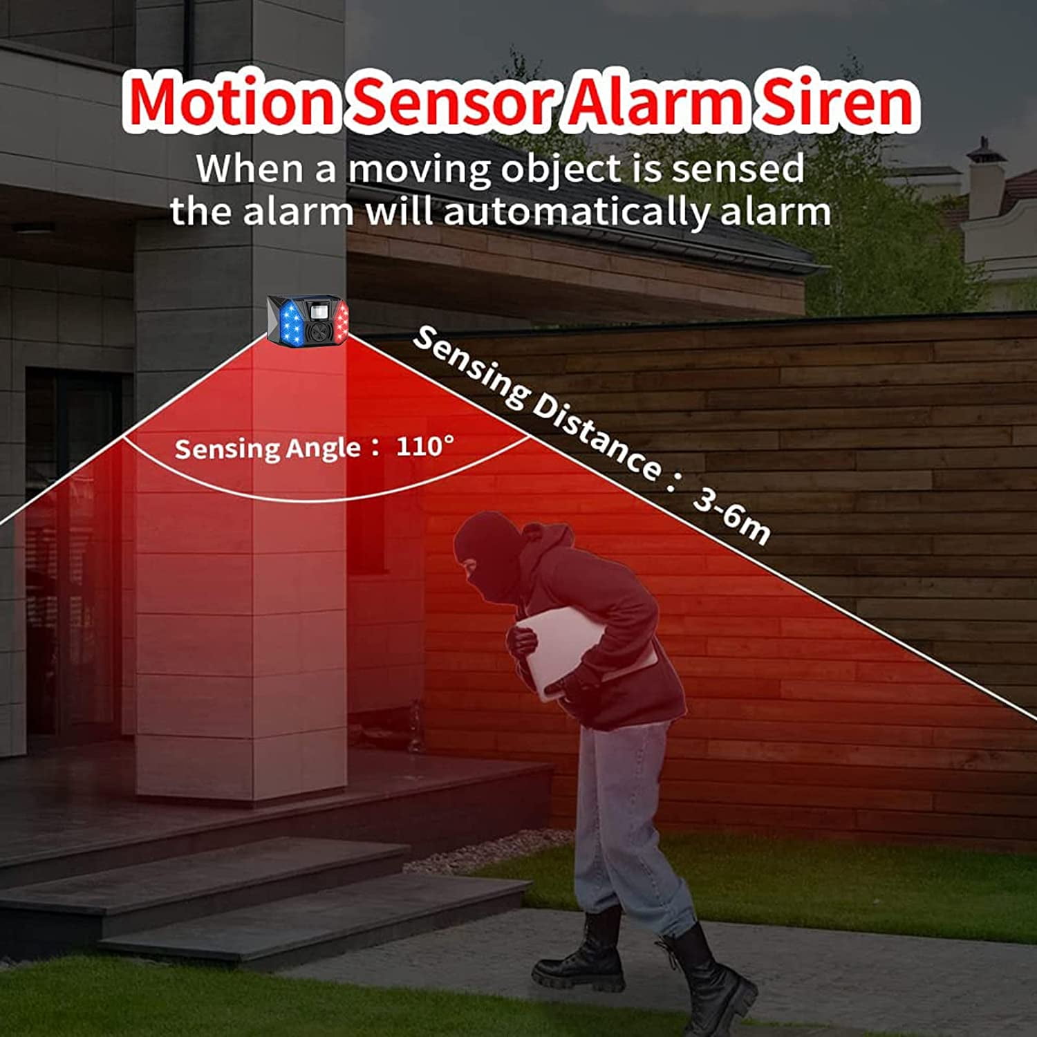 Solar Alarm System for Home Security, Waterproof 129db Siren Sound ...