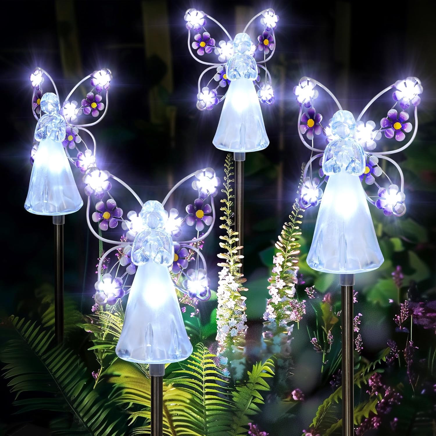 Solar Angel Garden Stake Lights - 4 Pack Angel Solar Lights Outdoor ...