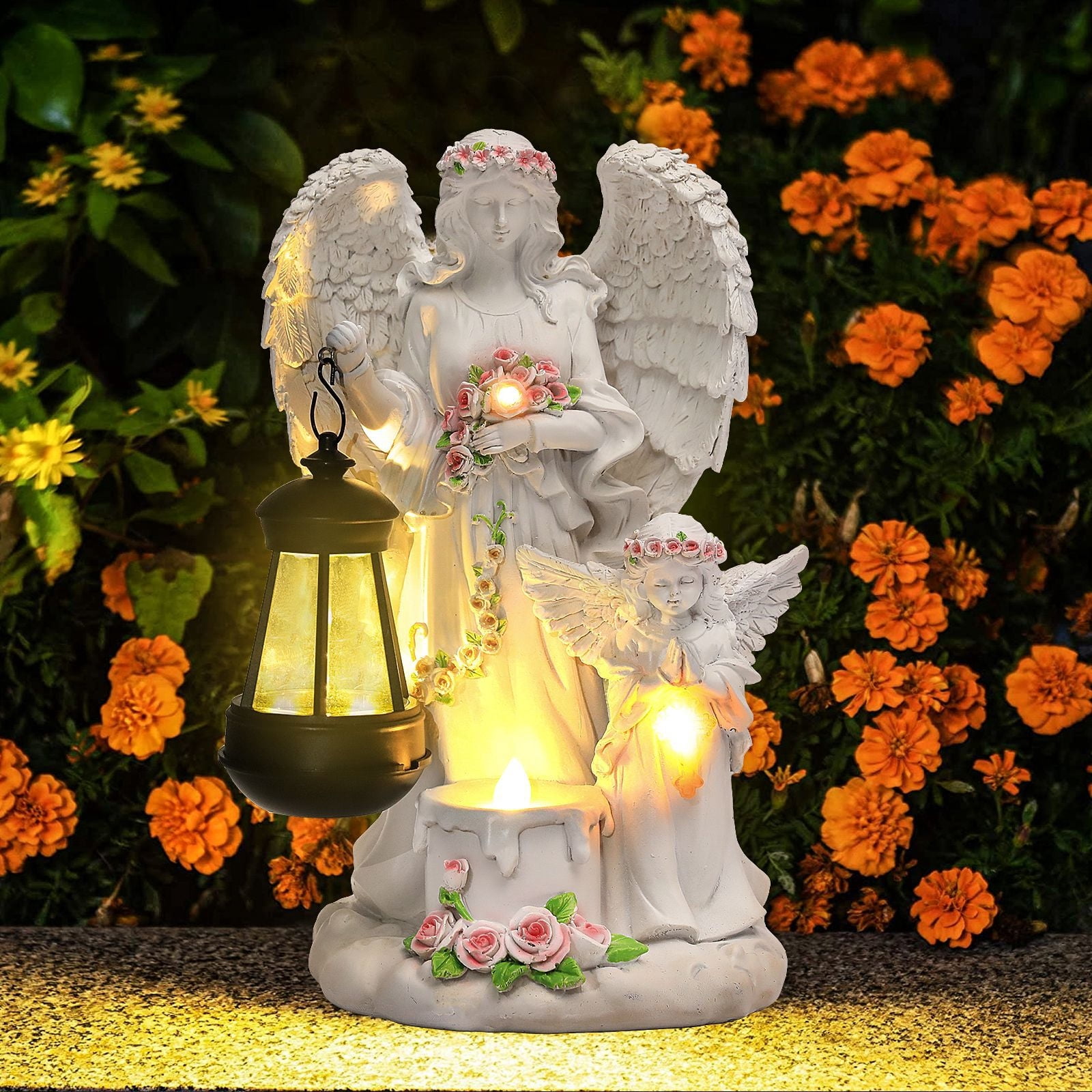 Solar Angel Garden Statue Outdoor, Angel Statues Solar Figurine Lights ...