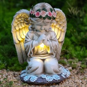 19.7 Inch Sunlight Angel Sculpture, Roman Pillar Angel Garden Statue ...